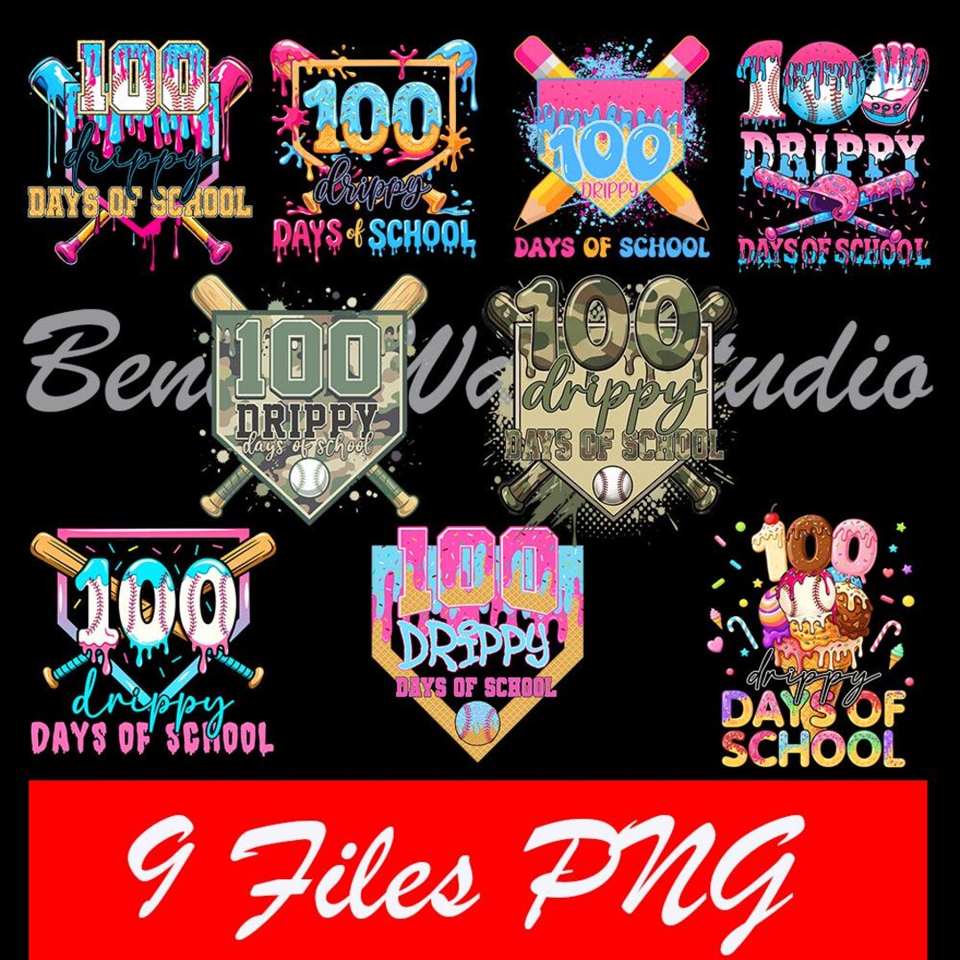 5+ Files 100 Drippy Days of School Baseball Ice Cream 100th Day Boys ...