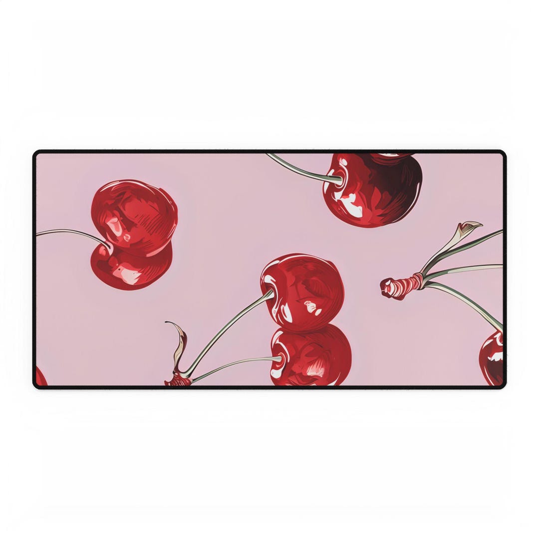 Cherry Blossom Desk Mat, Cute Office Decor, Cherry Print Desk Pad ...