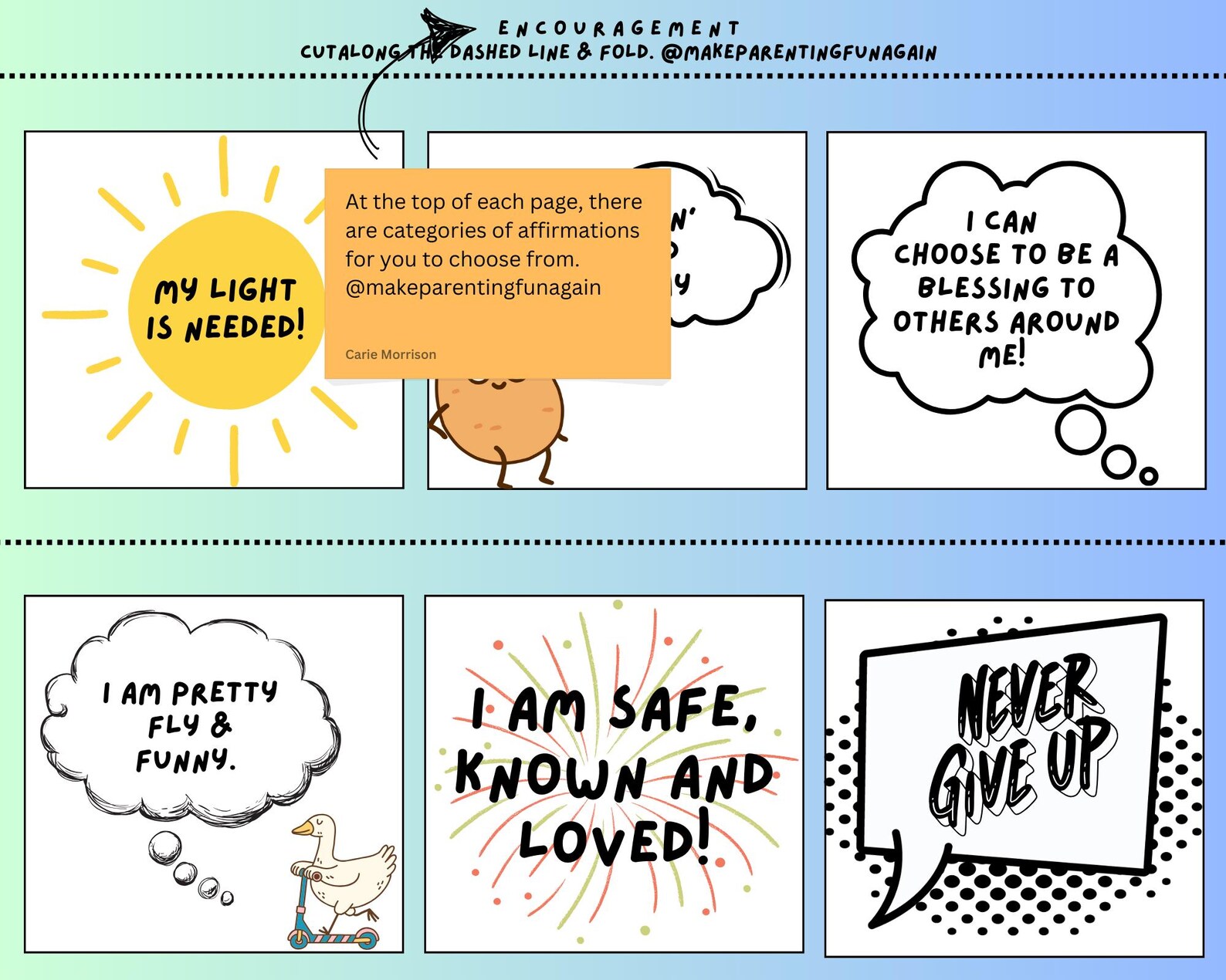 Adhd-friendly Comic Book Affirmations Cards for Kids - Printable for ...