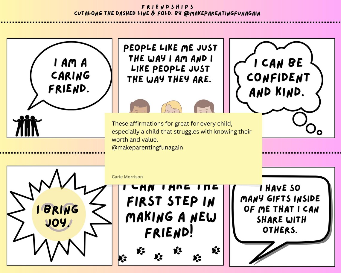 Adhd-friendly Comic Book Affirmations Cards for Kids - Printable for ...