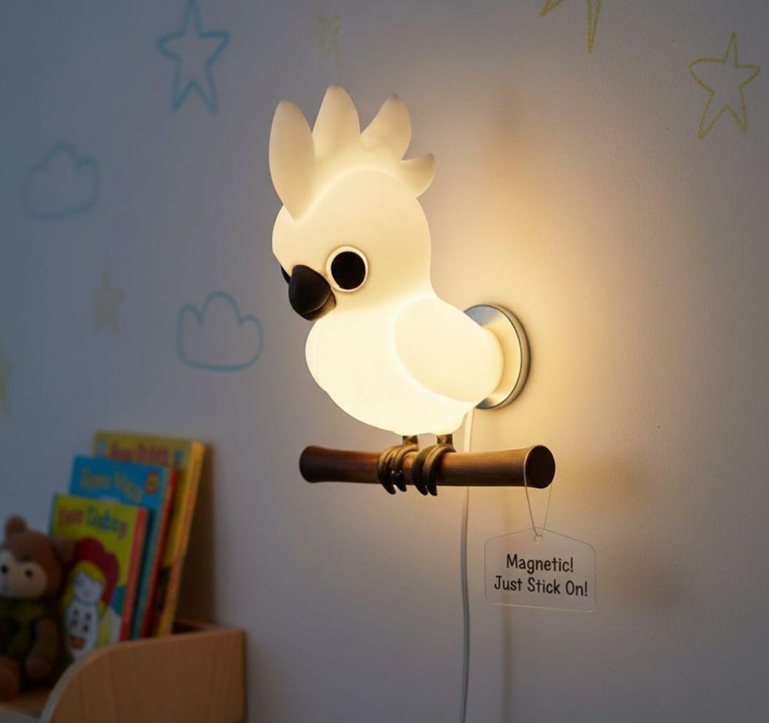 White Cockatoo Night Light - Hand-painted & 3D Printed - Etsy