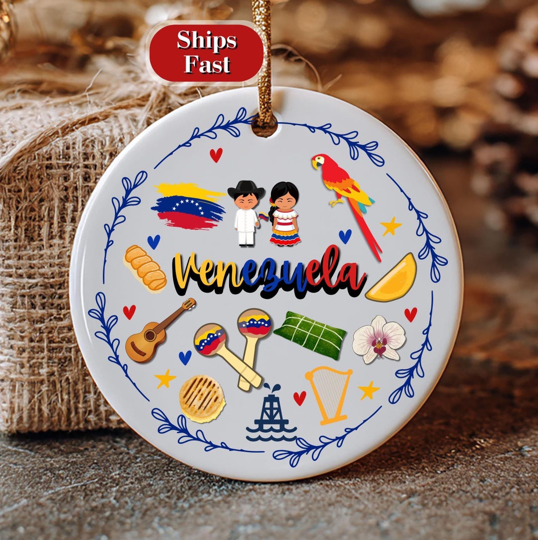 Ceramic Ornament, Venezuela Libre Hispanic Heritage Pride Gift, White ...