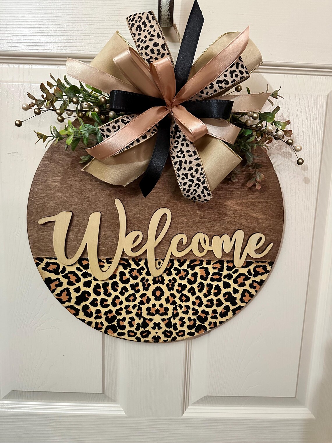 Welcome Spring|summer Cheetah Print Door Hanger - Etsy