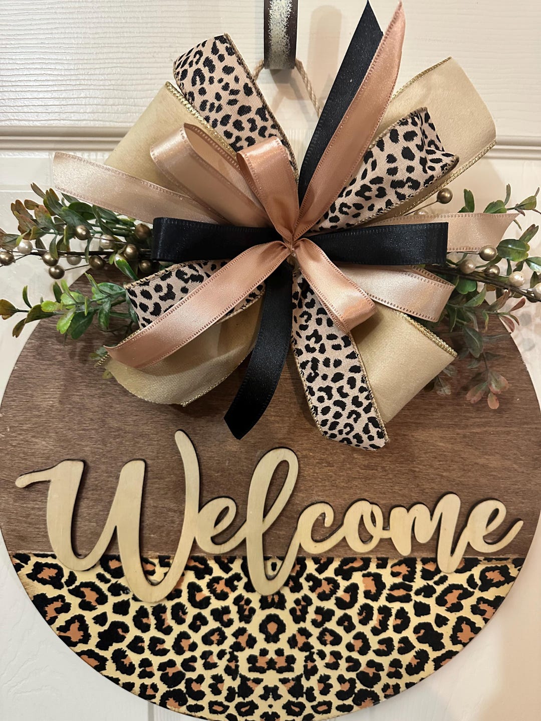 Welcome Spring|summer Cheetah Print Door Hanger - Etsy