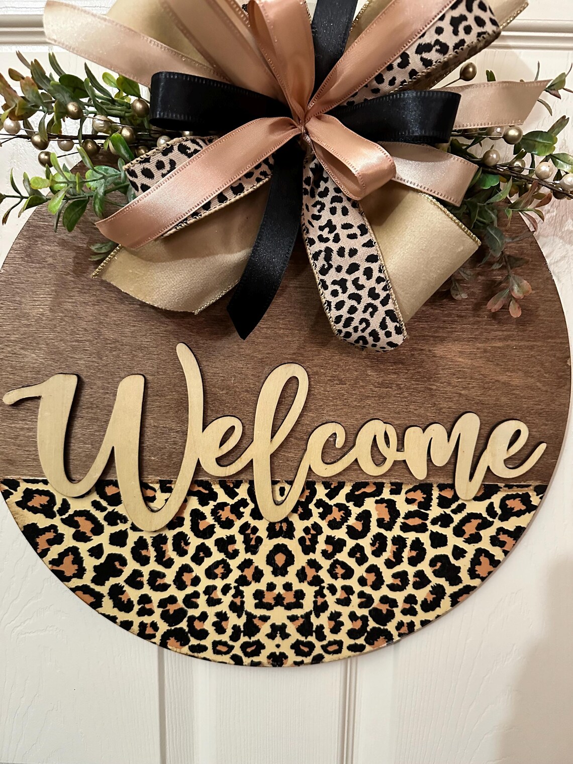 Welcome Spring|summer Cheetah Print Door Hanger - Etsy