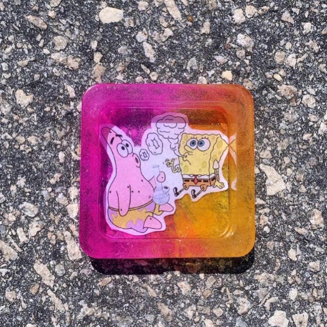 Spongebob and Patrick Pink and Yellow Resin Ashtray - Etsy