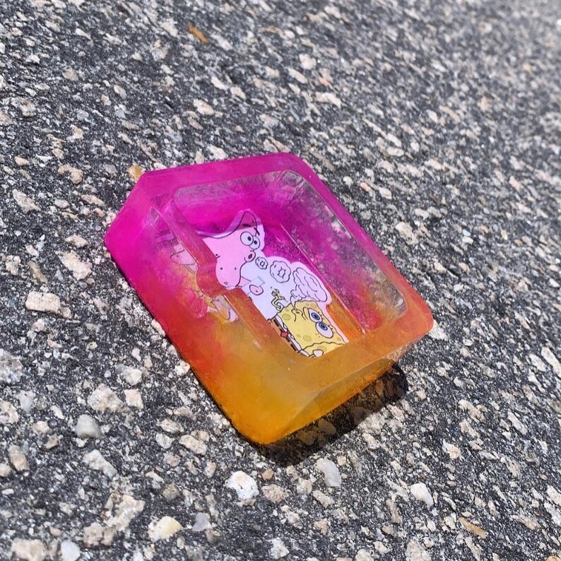 Spongebob and Patrick Pink and Yellow Resin Ashtray - Etsy