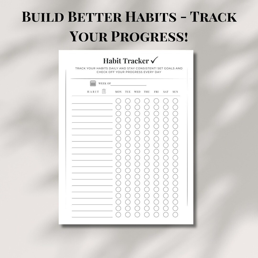 Habit Tracker - Printable PDF - Daily & Weekly Habit Tracker - A4 US ...