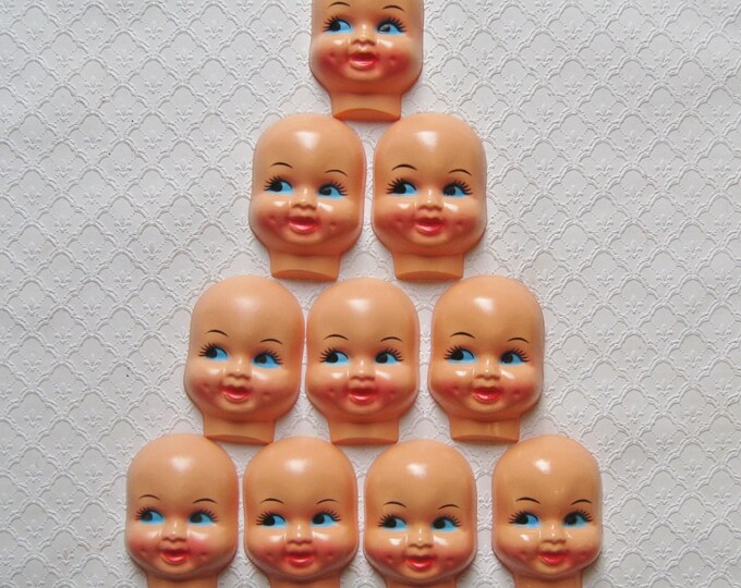 10 Vintage Molded Plastic Side Eye Doll Faces, Made in Hong Kong, 3-1/4 ...