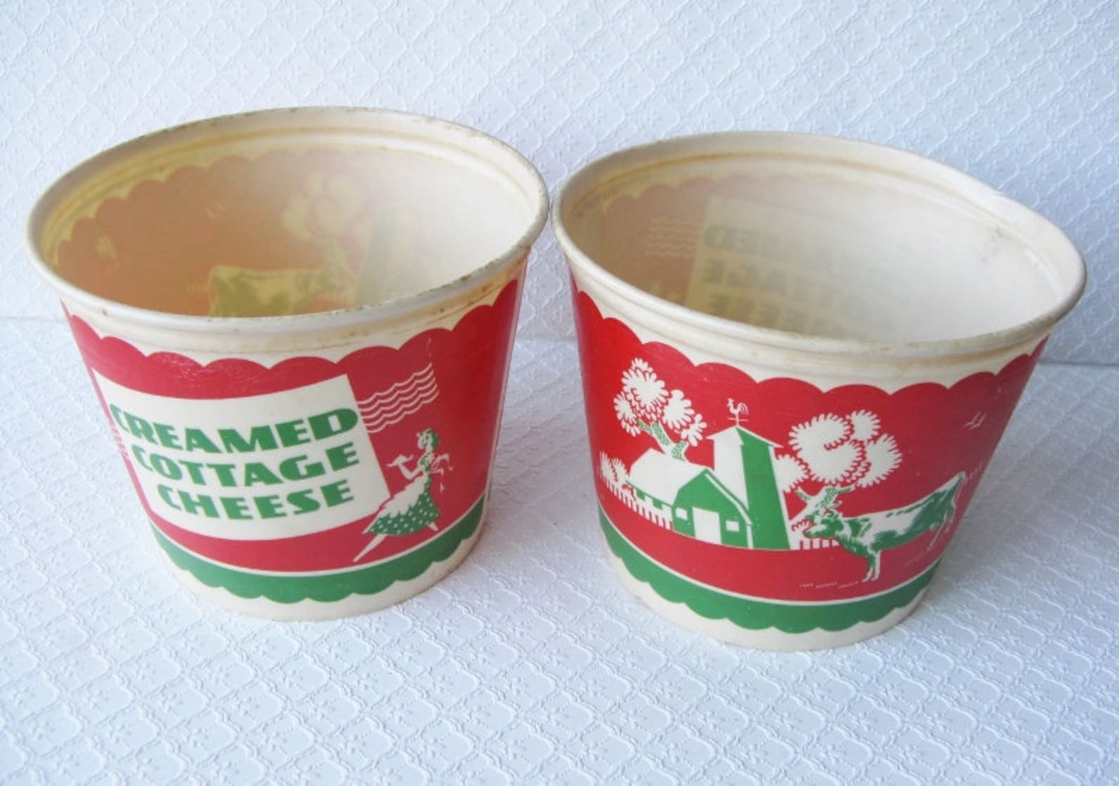 Large Vintage Waxed Cottage Cheese Container Farmhouse | Etsy