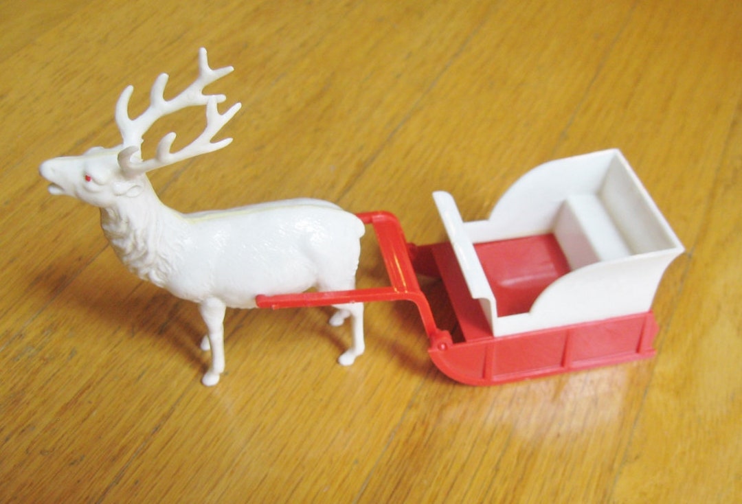 Cheerio Celluloid Reindeer and Sled Made in Canada 1950s - Etsy