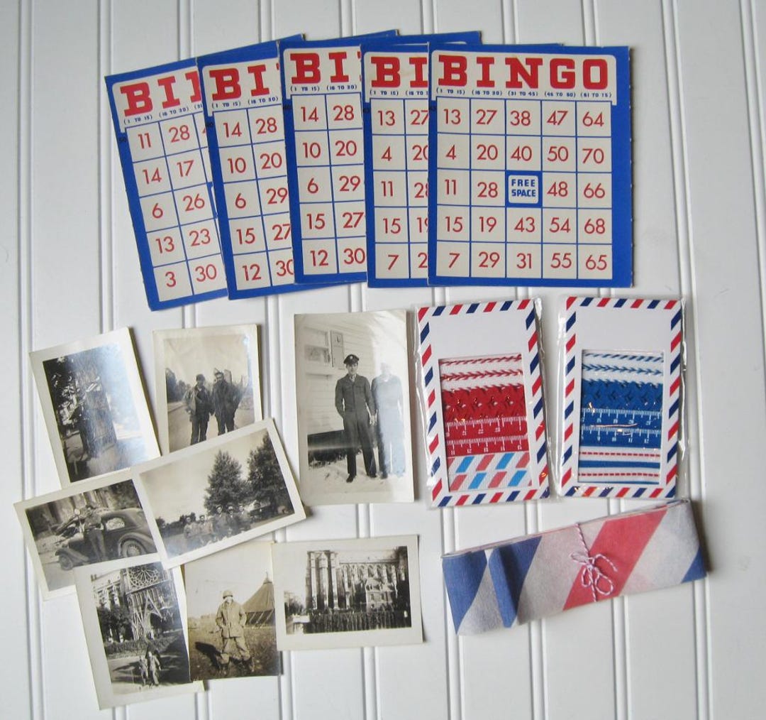 Patriotic Crafting Kit: Bingo Cards, WWII Photos, Red, White, Blue ...
