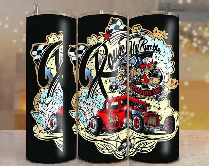 Hot Rod Tumbler Wrap PNG: Vintage Car Sublimation Design (digital ...