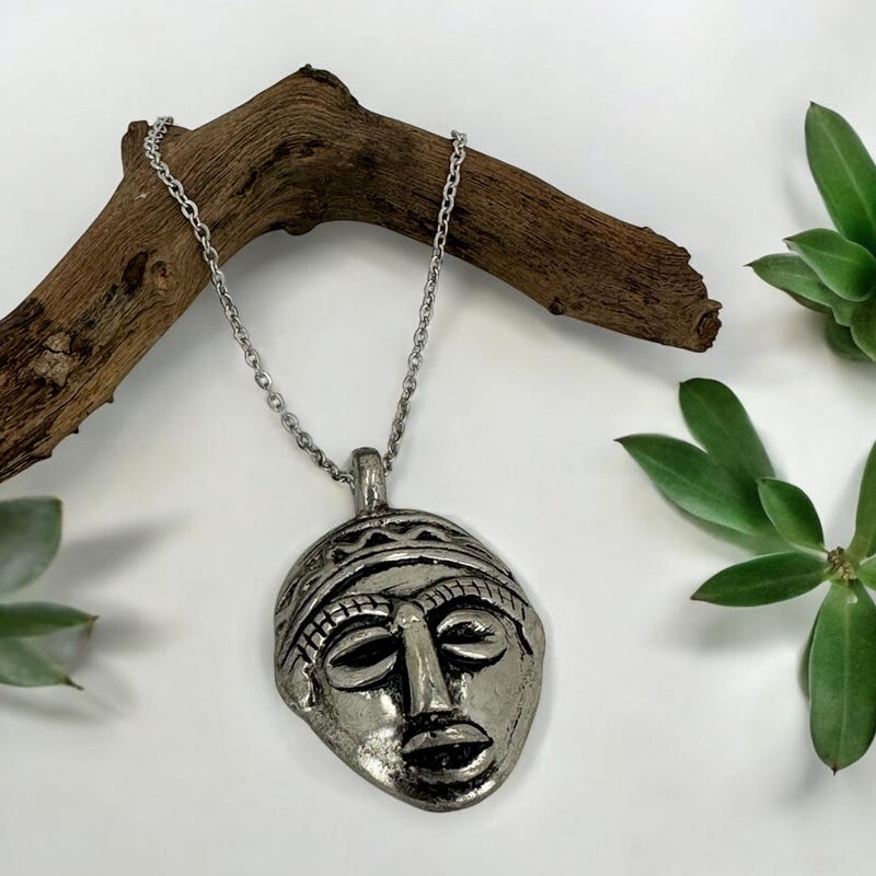 African Mask Pendant - Etsy