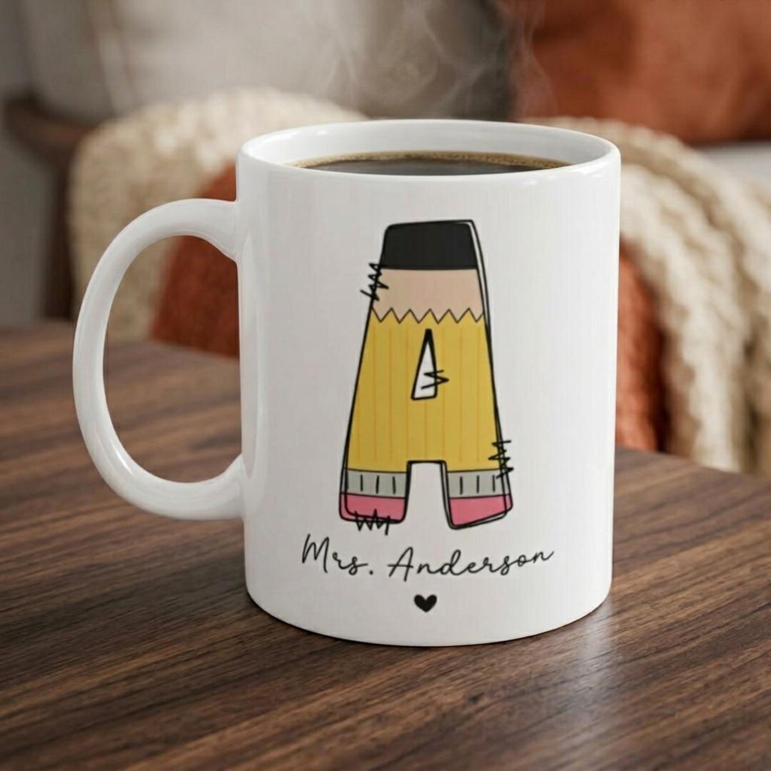 Personalized Teacher Pencil Mug, Custom Educator Coffee Cup ...