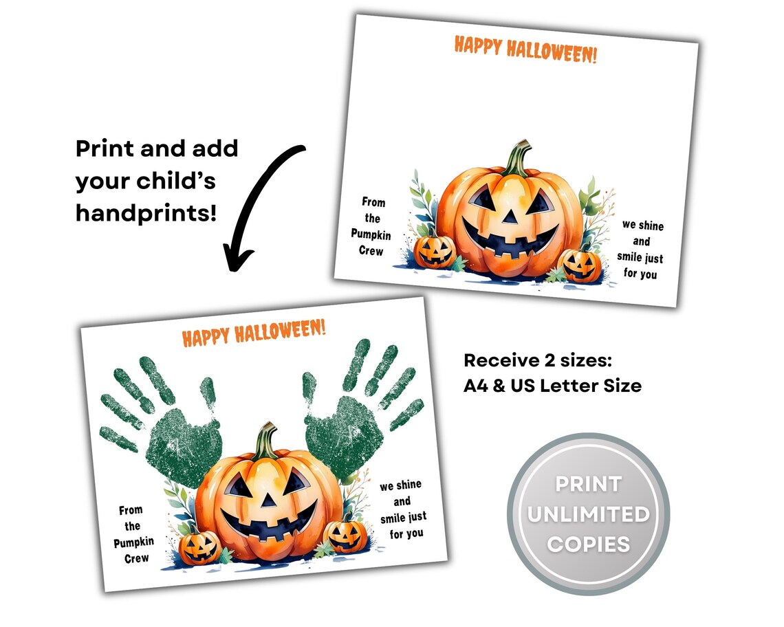 Halloween Handprint Art Bundle, Halloween Handprint Craft, Fall ...