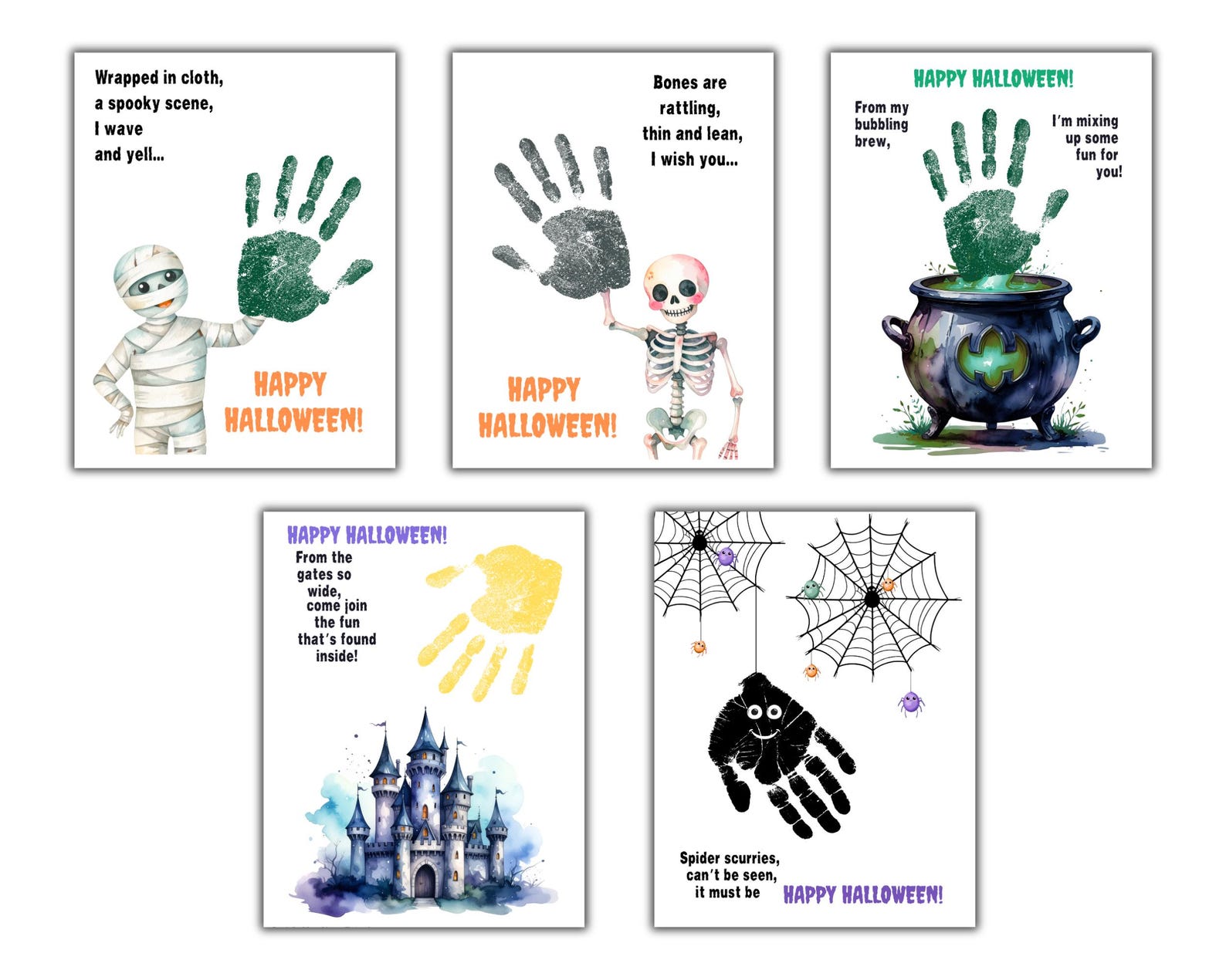 Halloween Handprint Art Bundle, Halloween Handprint Craft, Fall ...