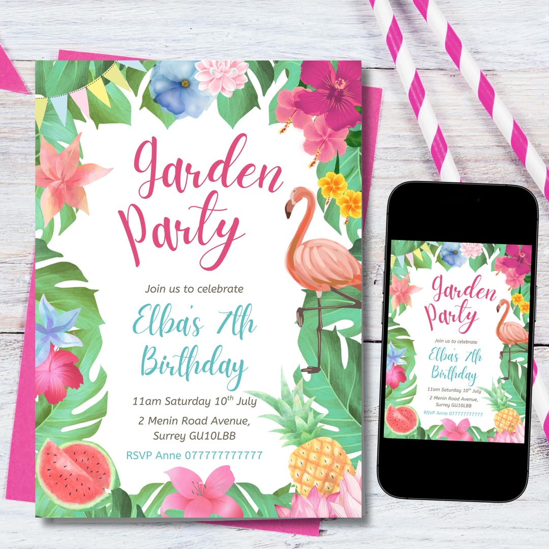 Summer Garden Party Invite Template, Any Age Outdoor Birthday Party ...