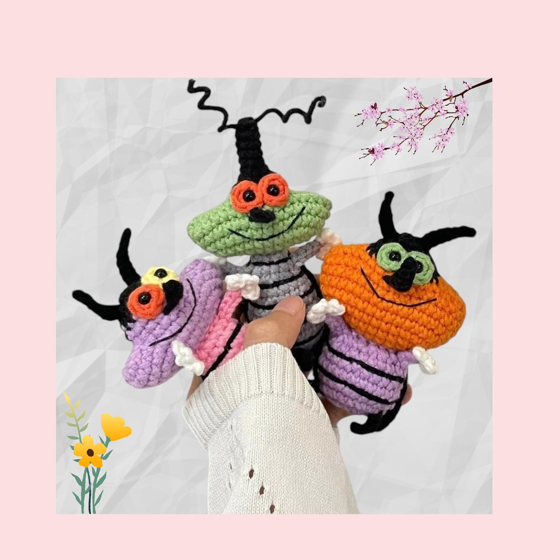 Oggy and the Cockroaches Crochet Plush Set – Handmade Oggy, Joey, Marky ...