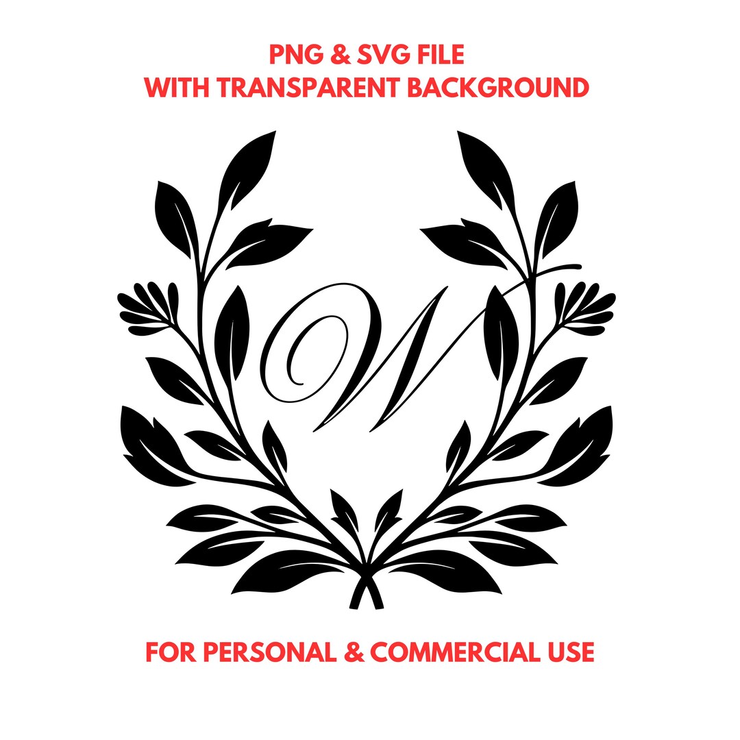 W Monogram Svg Letter W Svg Floral Letter W Decorative Letter W