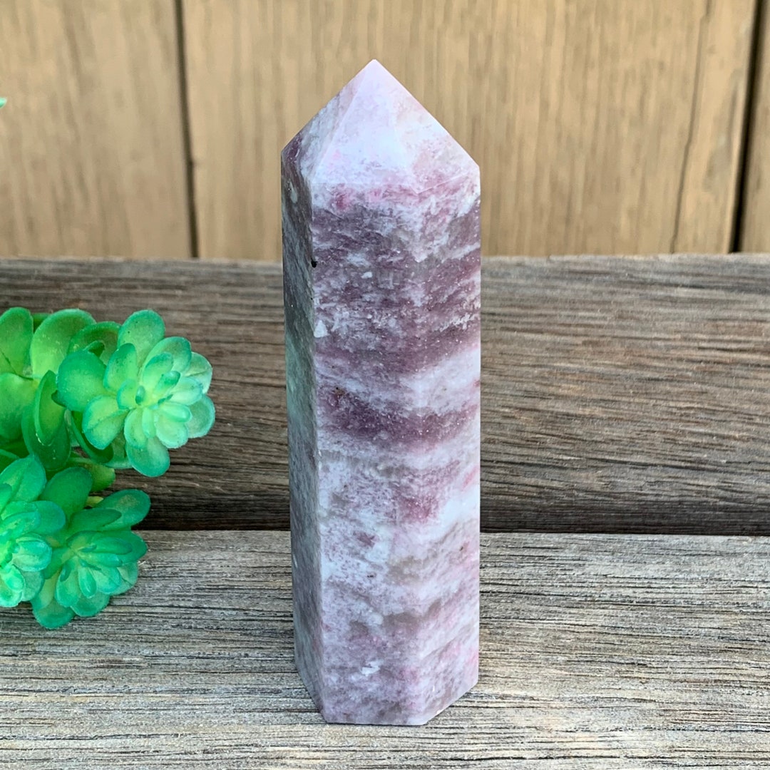 Unicorn Stone Tower Pegmatite Crystal Point Lepidolite Pink Tourmaline ...