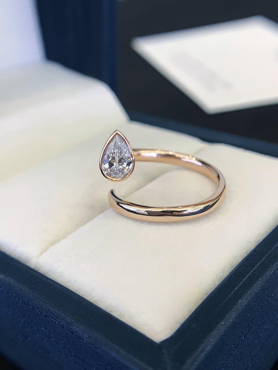 Solitaire Diamond Proposal Ring, Pear Cut Moissanite Wedding Ring ...