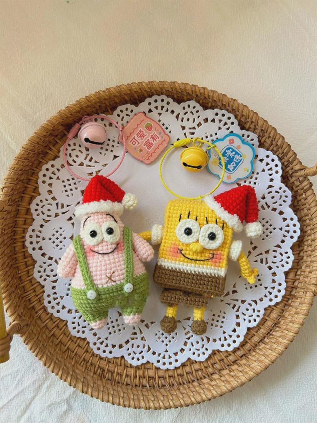 Handmade Spongebob & Patrick Star Christmas Ornaments Crochet DIY Gift ...