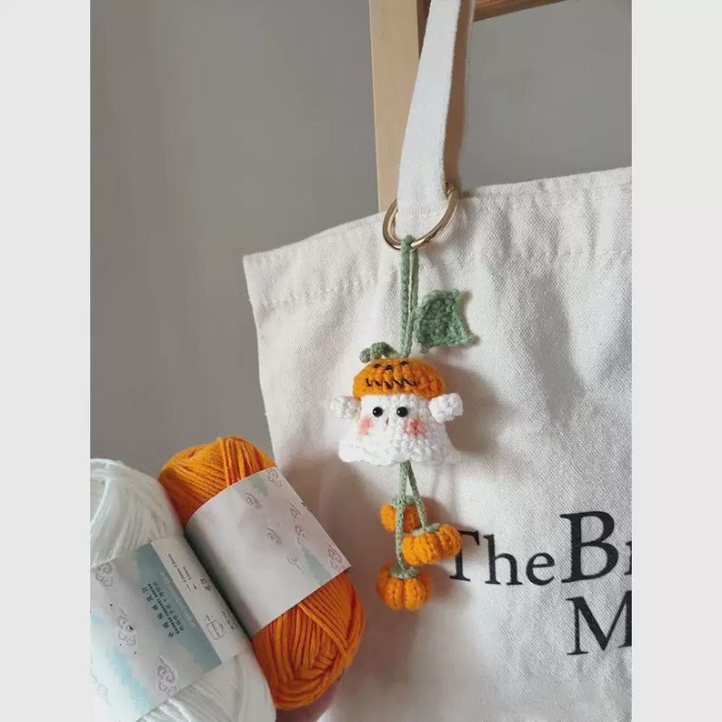 Pumpkin Ghost Keychain for Halloween Decoration - Etsy