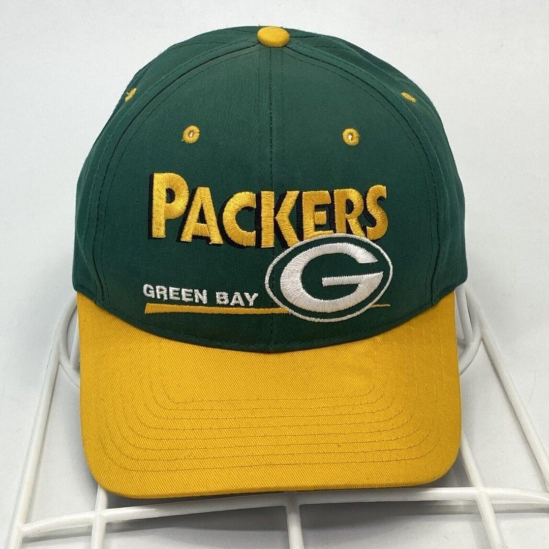 Vintage Green Bay Packers Script Spell Out Snapback Hat Twins ...