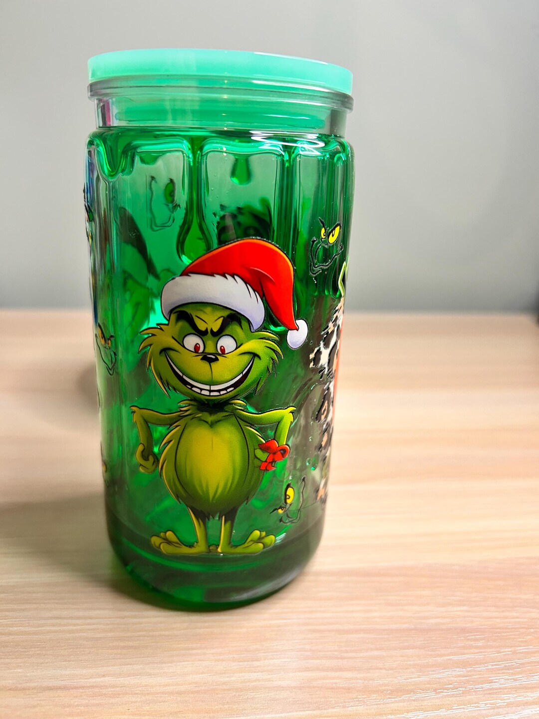 16 Oz Grinch Green Drip Tumbler With Green Lid and Straw - Etsy