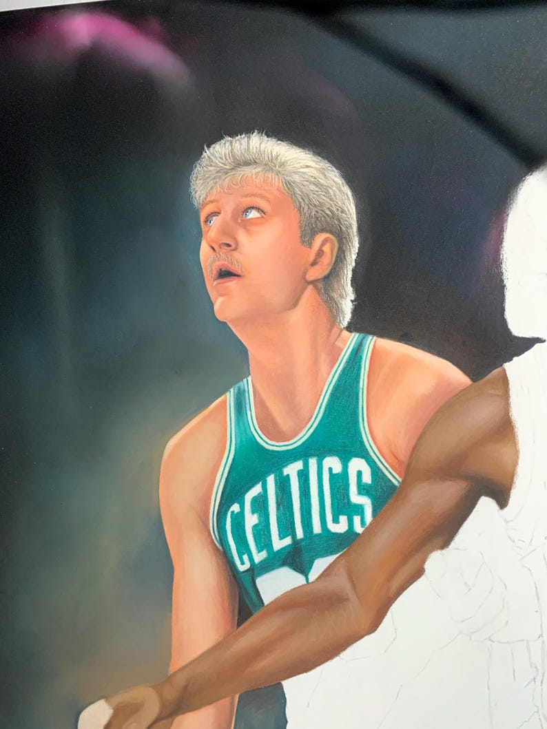 Magic Johnson & Larry Bird Lakers Celtics by Artist Tempy Moore NBA ...