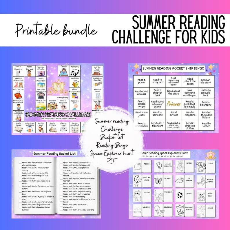 Printable Summer Reading Challenge for Kids With Certificate- Princess ...