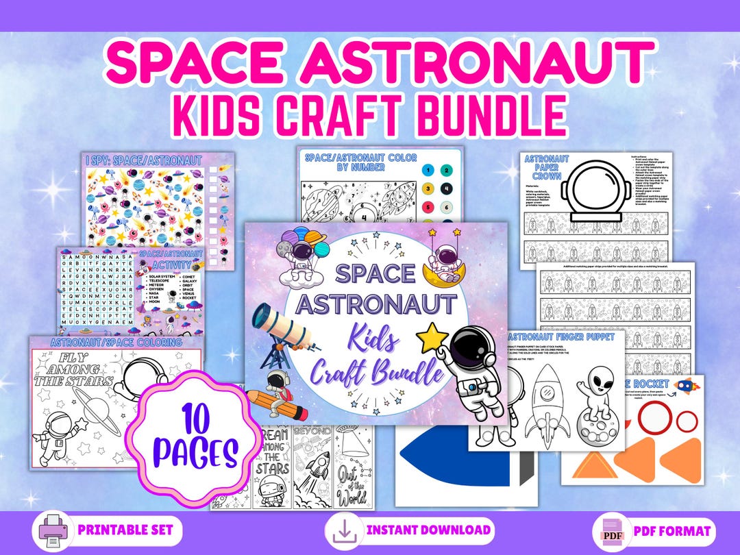 To the Moon & Craft! A Printable Space Astronaut Kid Craft Bundle - Etsy