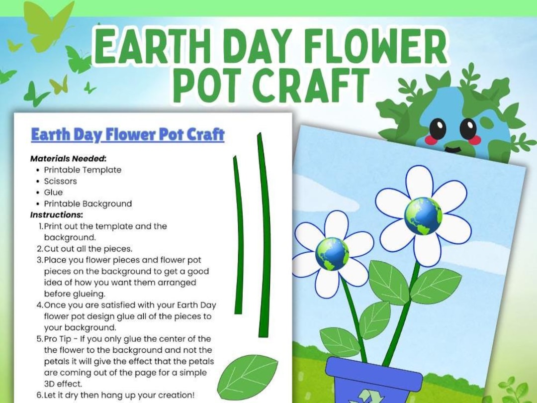 Earth Day Flower Pot Craft: Printable Writing Prompt & Certificate - Etsy