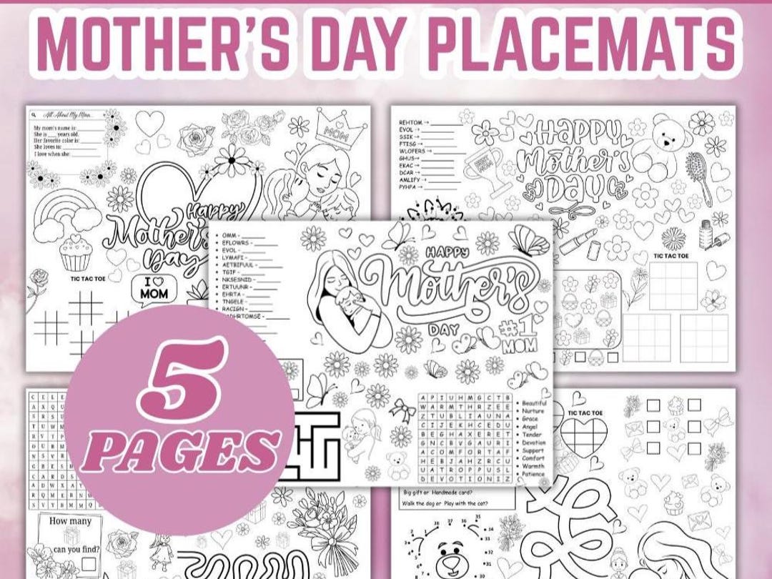 Mother's Day Activity Placemats - Etsy
