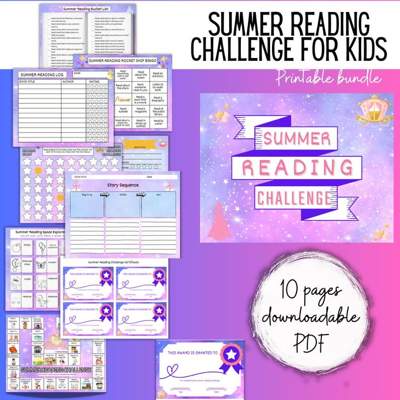 Princess Theme Printable Summer Reading Challenge for Kids With ...