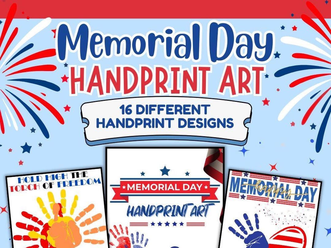 DIY "memorial Day Handprint Craft Printable | Patriotic Kids Activity ...