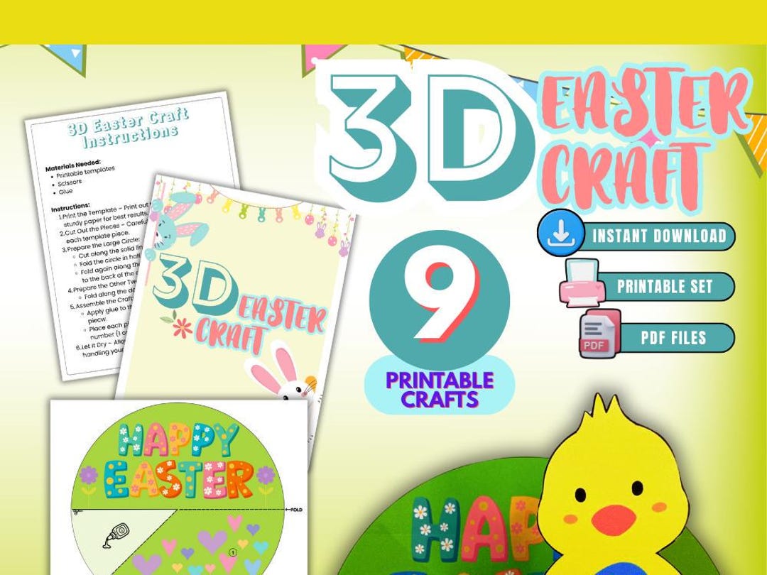 Printable 3D Easter Craft - 2 Sizes 1000 X 1000 and 2700 X 2025 - Etsy UK