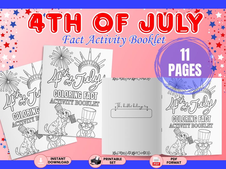 Independence Day Coloring Fact Activity Booklet | 4th of July History ...
