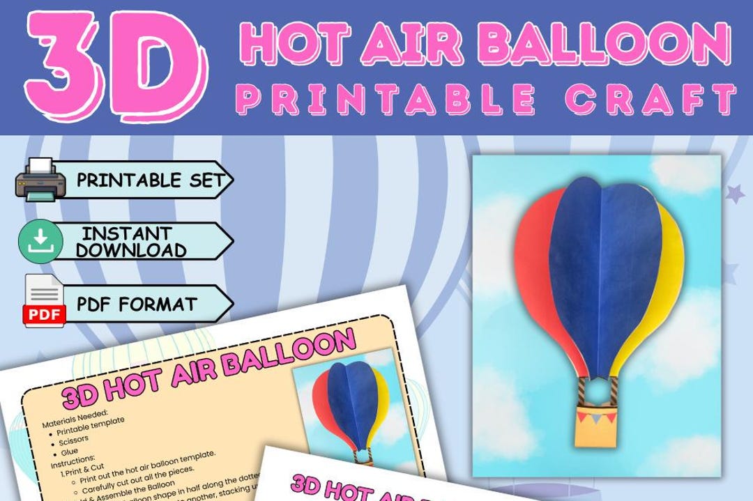 Hot Air Balloon Printable Craft - Etsy