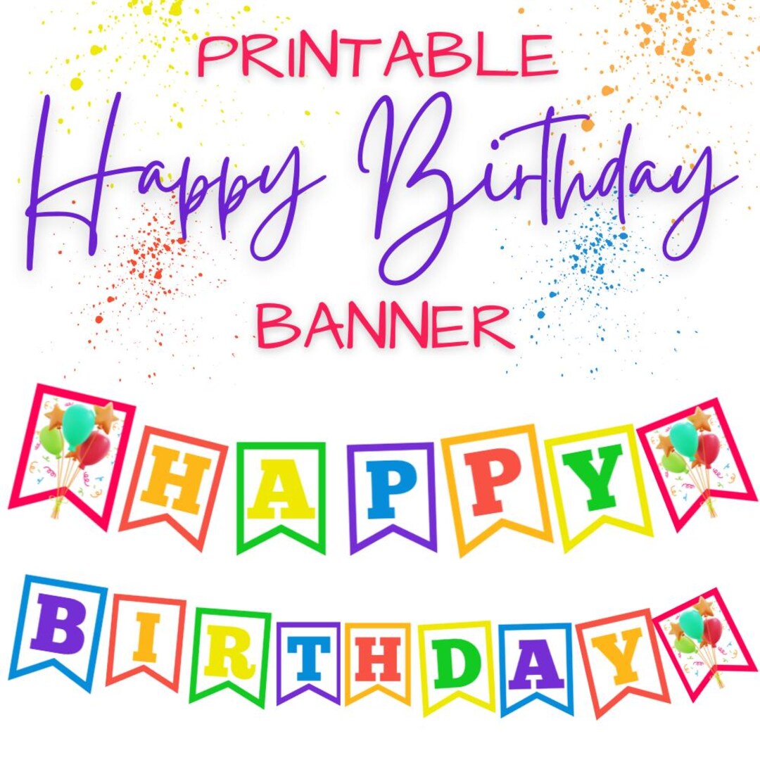 Colorful Digital Birthday Banner - Instant Download Printable Party ...