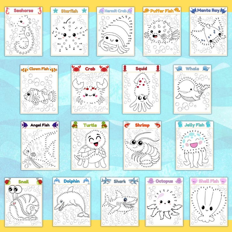 Sea Life Dot to Dot Activity Book for Kids Ages 4-8 - Educational Ocean ...