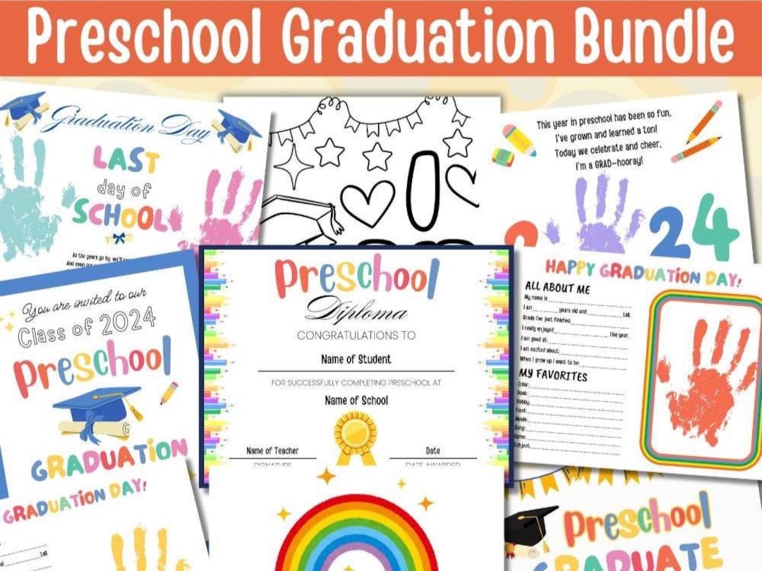 Printable Preschool Graduation Bundle - Fun & Colorful DIY Celebration ...