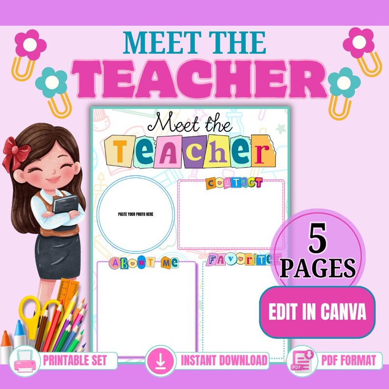 Printable Meet the Teacher Templates - Etsy