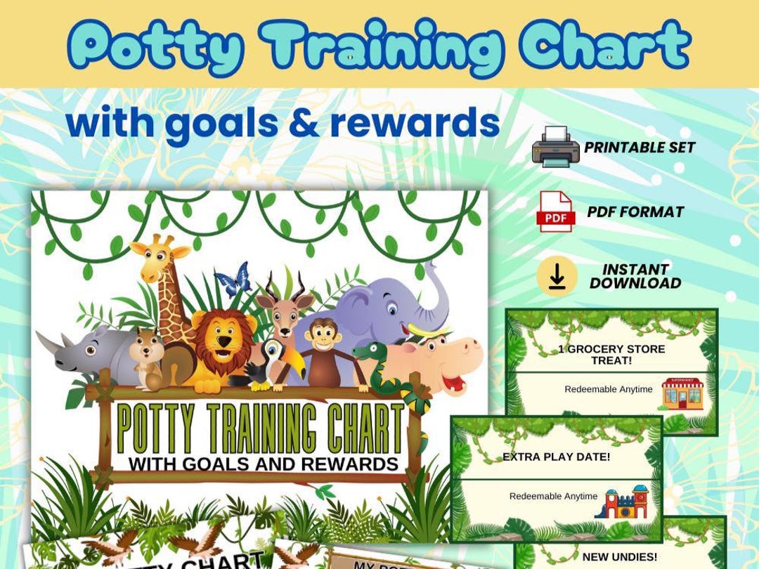 Printable Potty Training Chart With Fun Icons for Toddlers | Reusable ...