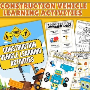 Printable Construction Vehicle Learning Activities - Etsy