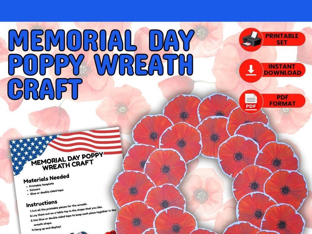 Printable Memorial Day Poppy Wreath Craft – A Beautiful Tribute to ...