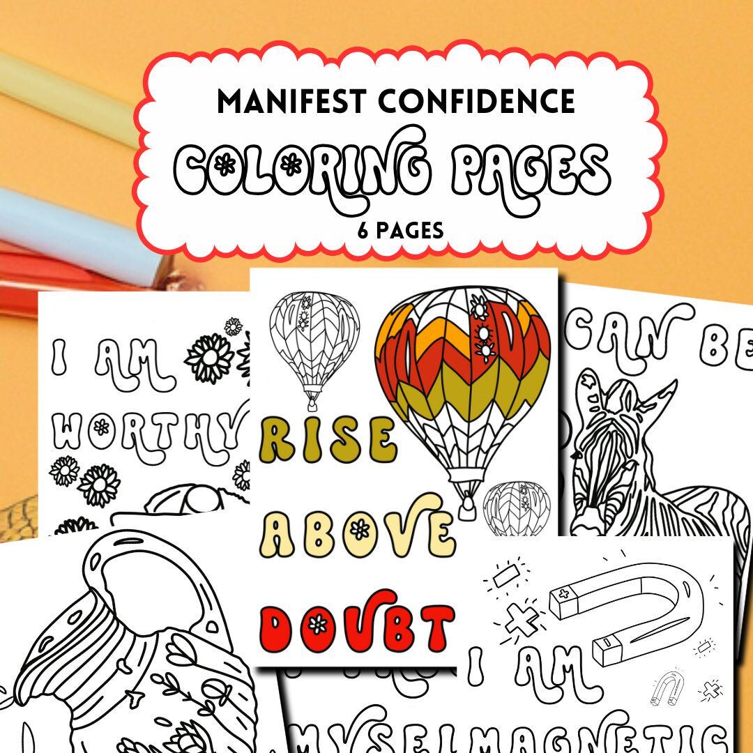 Confidence Coloring Pages, Motivational Coloring Sheets for Adults ...