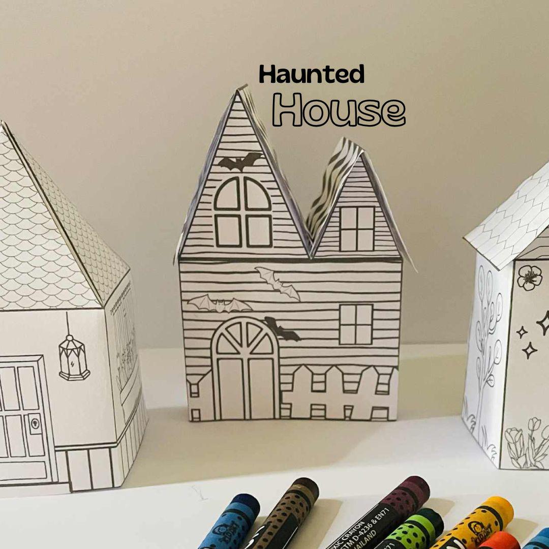Paper House Coloring, Haunted House Coloring Page, Halloween Coloring ...