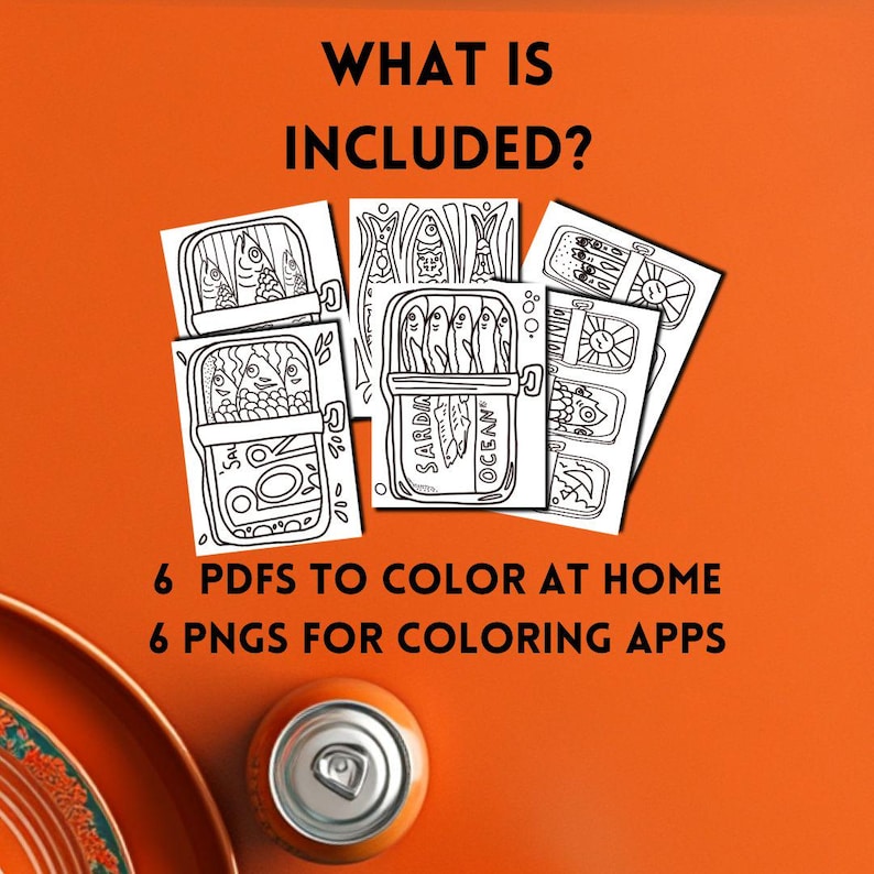 Printable Sardine Fish Coloring Page, Canned Sardine Fish Coloring Book ...